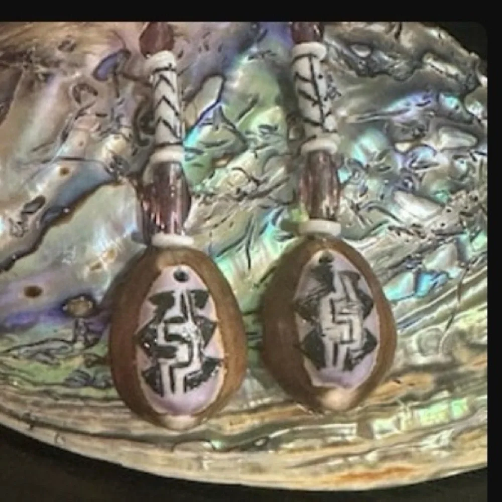 Jewelry | Native American Incised Clam Shell And Dentalium Earrings ...